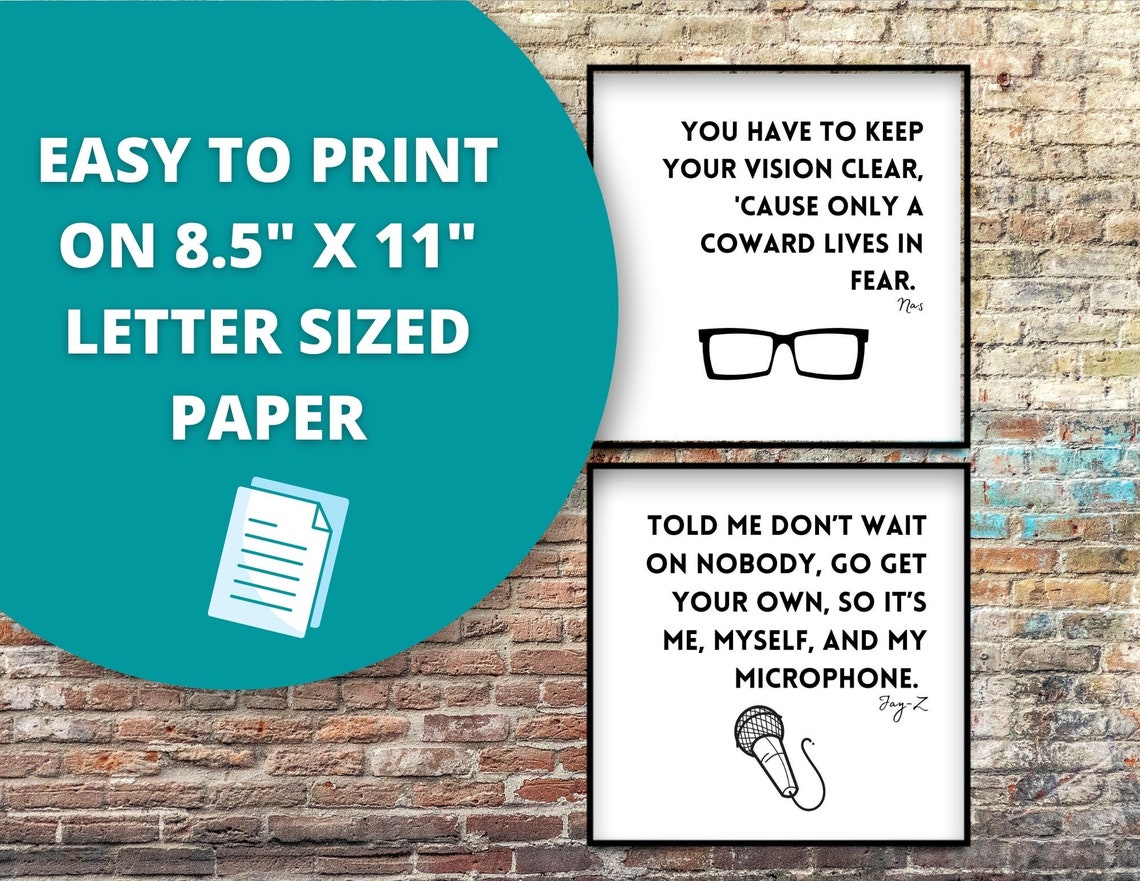 Motivational Rap Lyrics – Printable Wall Art, Set of 4 - 8 X 8 - Etsy