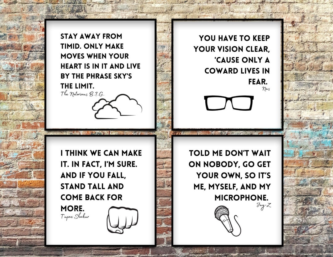 Motivational Rap Lyrics – Printable Wall Art, Set of 4 - 8 X 8 - Etsy