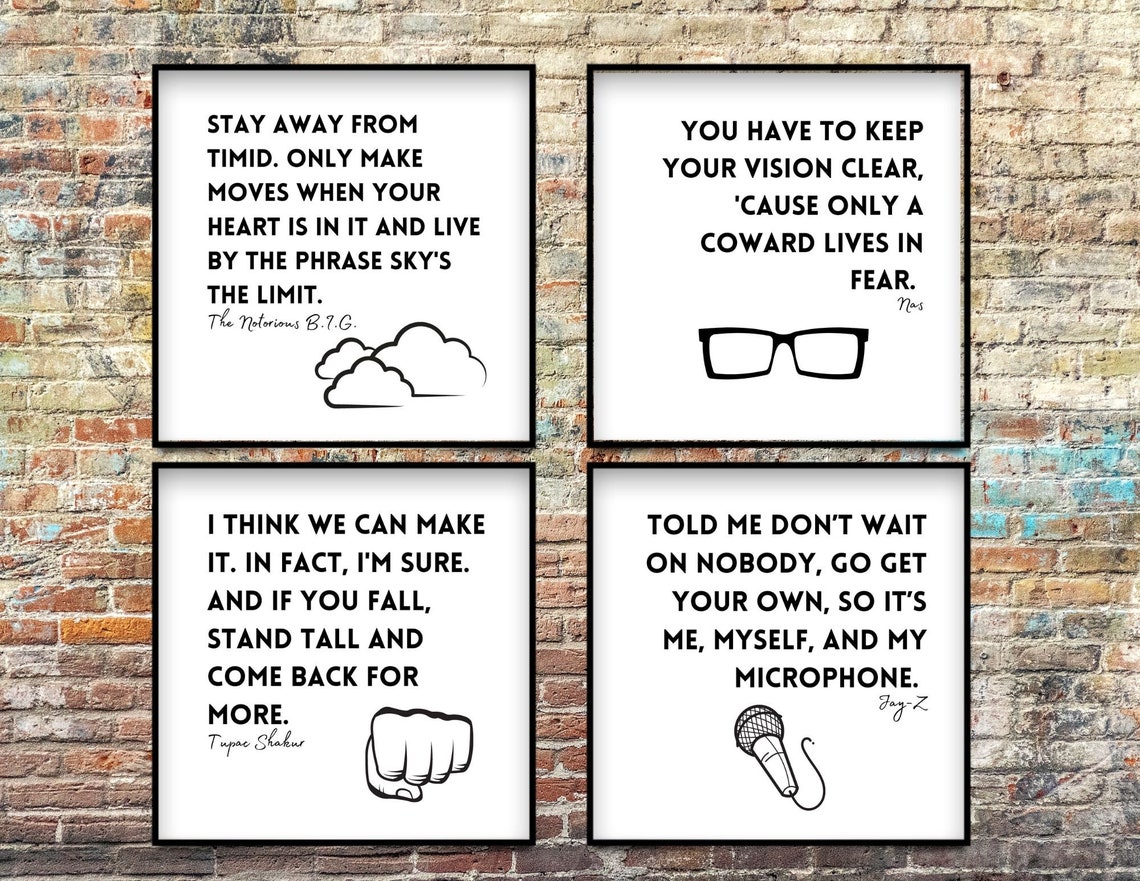 Motivational Rap Lyrics – Printable Wall Art, Set of 4 - 8 X 8 - Etsy