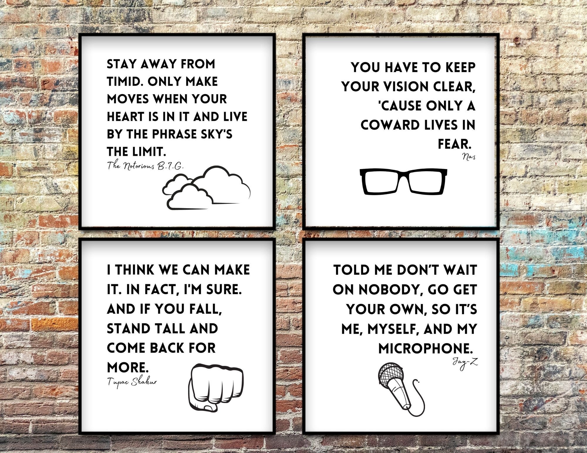 Motivational Rap Lyrics Printable Wall Art Set of 4 8 X 8 - Etsy Israel