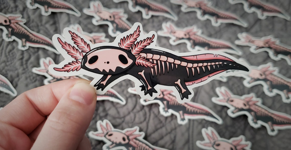 Axolotl Sticker Skeleton Axolotl Sticker Spooky Axolotl - Etsy