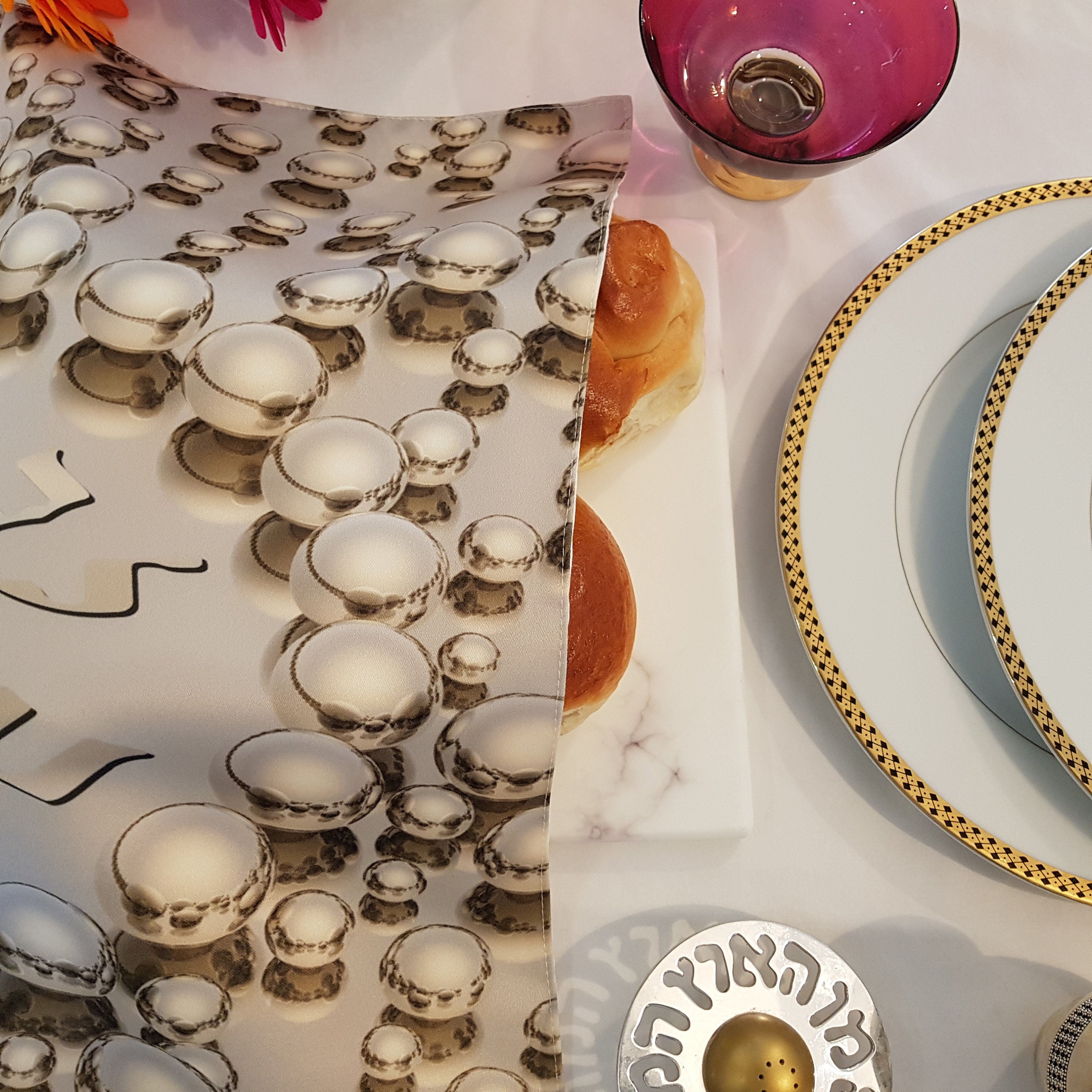 Gold Pearls Challah Cover Modern Challah Cover Unique Judaica ...