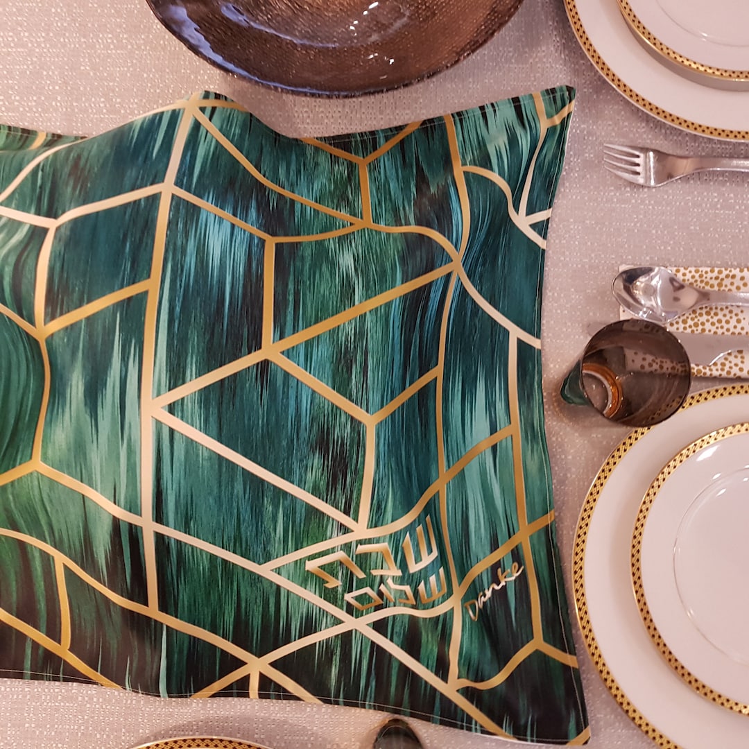Green Deco Challah Cover – Modern Challah Cover – Unique Judaica ...