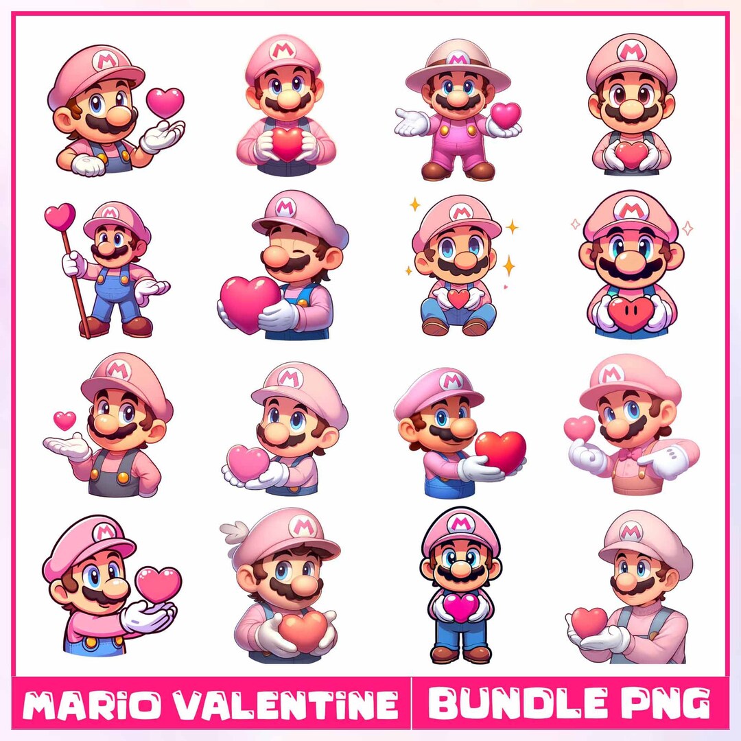 Cute Mario Love PNG Super Mario Love PNG Heart Balloon Flower Bouquet ...
