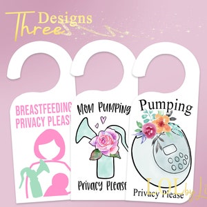 Pumping Signs - Pumping Door Hanger Signs - Breastfeeding Office Sign ...