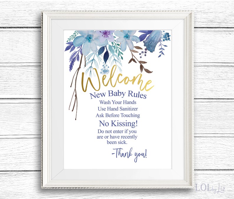 New Baby Rules for Visitors Hospital Door Sign for New Baby - Blue ...