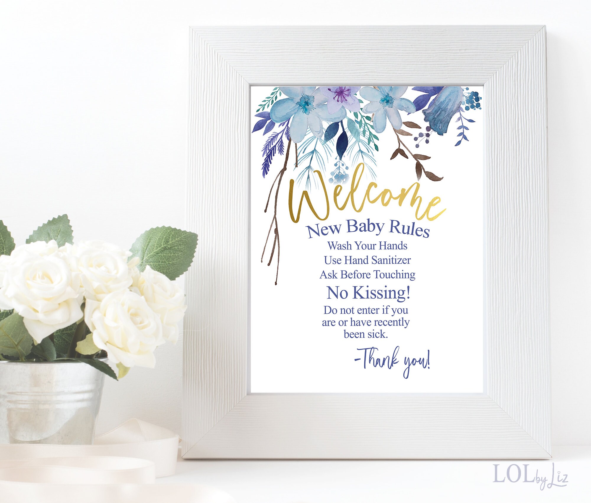 New Baby Rules for Visitors Hospital Door Sign for New Baby - Blue ...