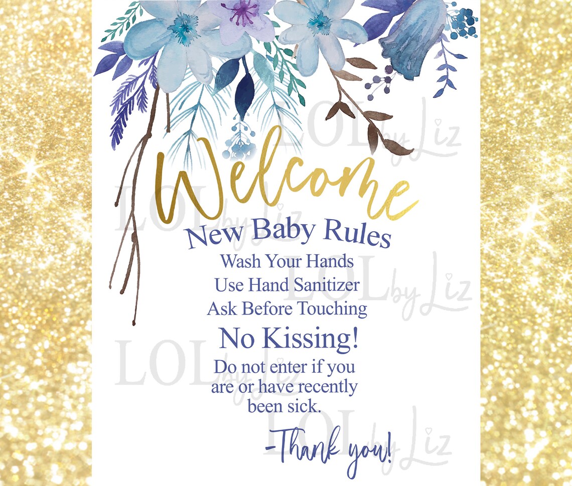 New Baby Rules for Visitors Hospital Door Sign for New Baby - Blue ...