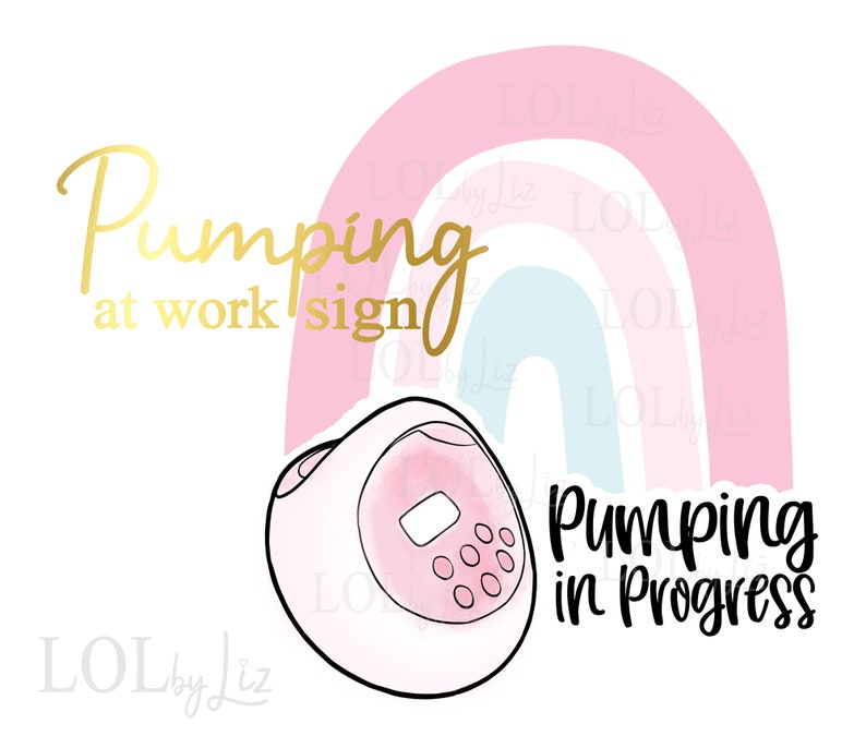 Pumping Door Sign Printable - Rainbow and Pink Breast Pump Design ...