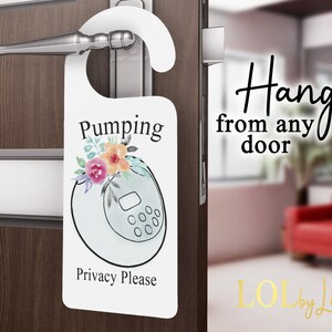 Pumping Signs - Pumping Door Hanger Signs - Breastfeeding Office Sign ...