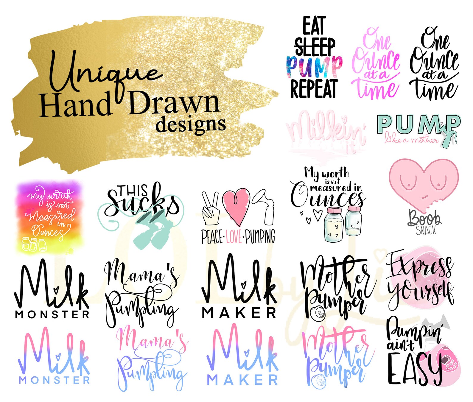 Pumping Pack Digital Stickers Clip Art - SVG Images - PNG Illustrations ...