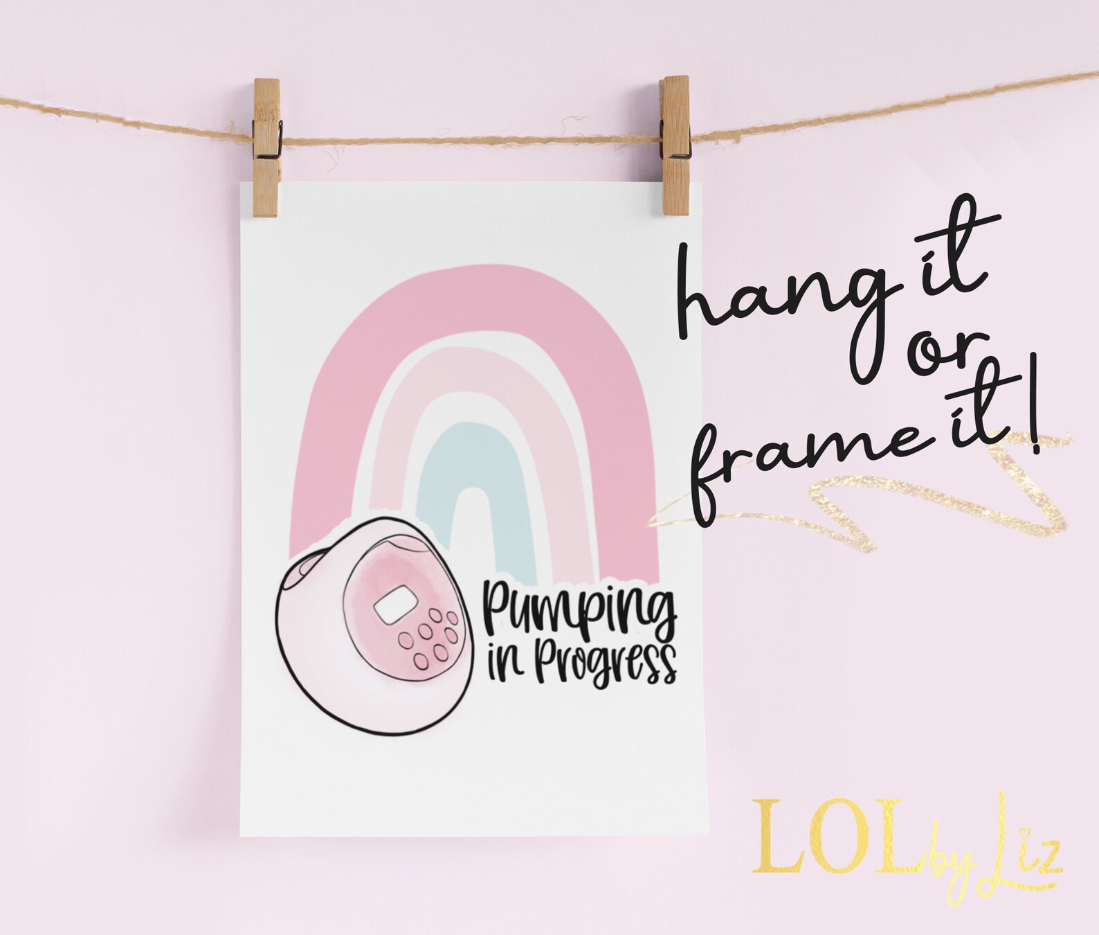 Pumping Door Sign Printable - Rainbow and Pink Breast Pump Design ...