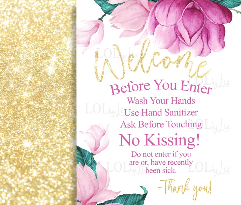 New Baby Rules Sign - Visitors Hospital Door Sign for New Baby - Gold ...