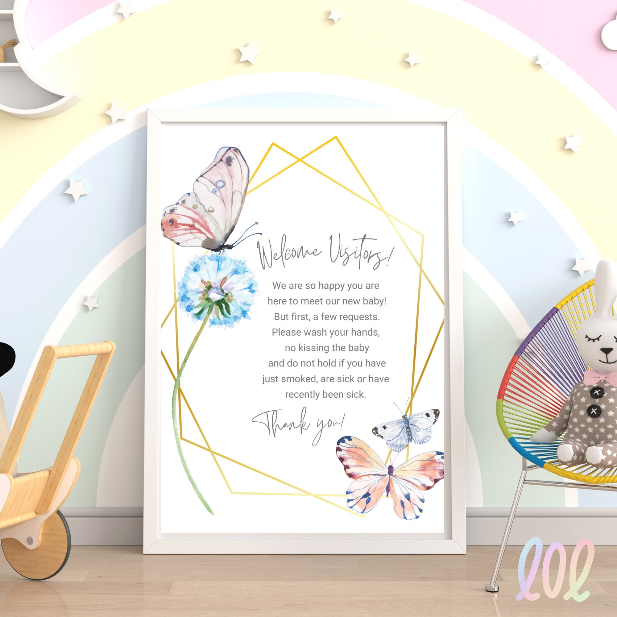 Guest Rules Sign for New Baby Visitor Gender Neutral Baby Rules Sign ...