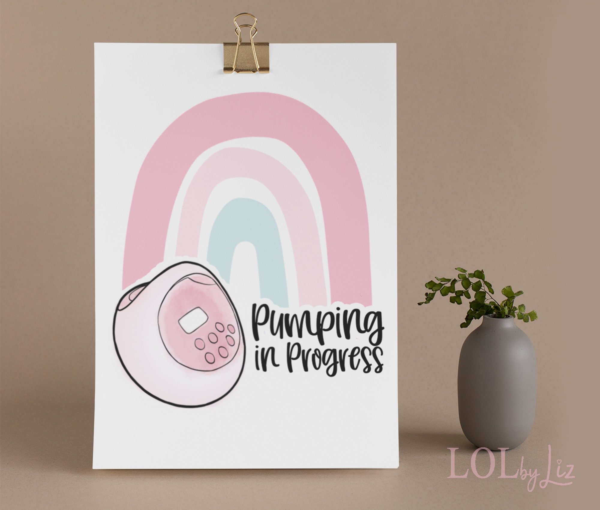 Pumping Door Sign Printable - Rainbow and Pink Breast Pump Design ...