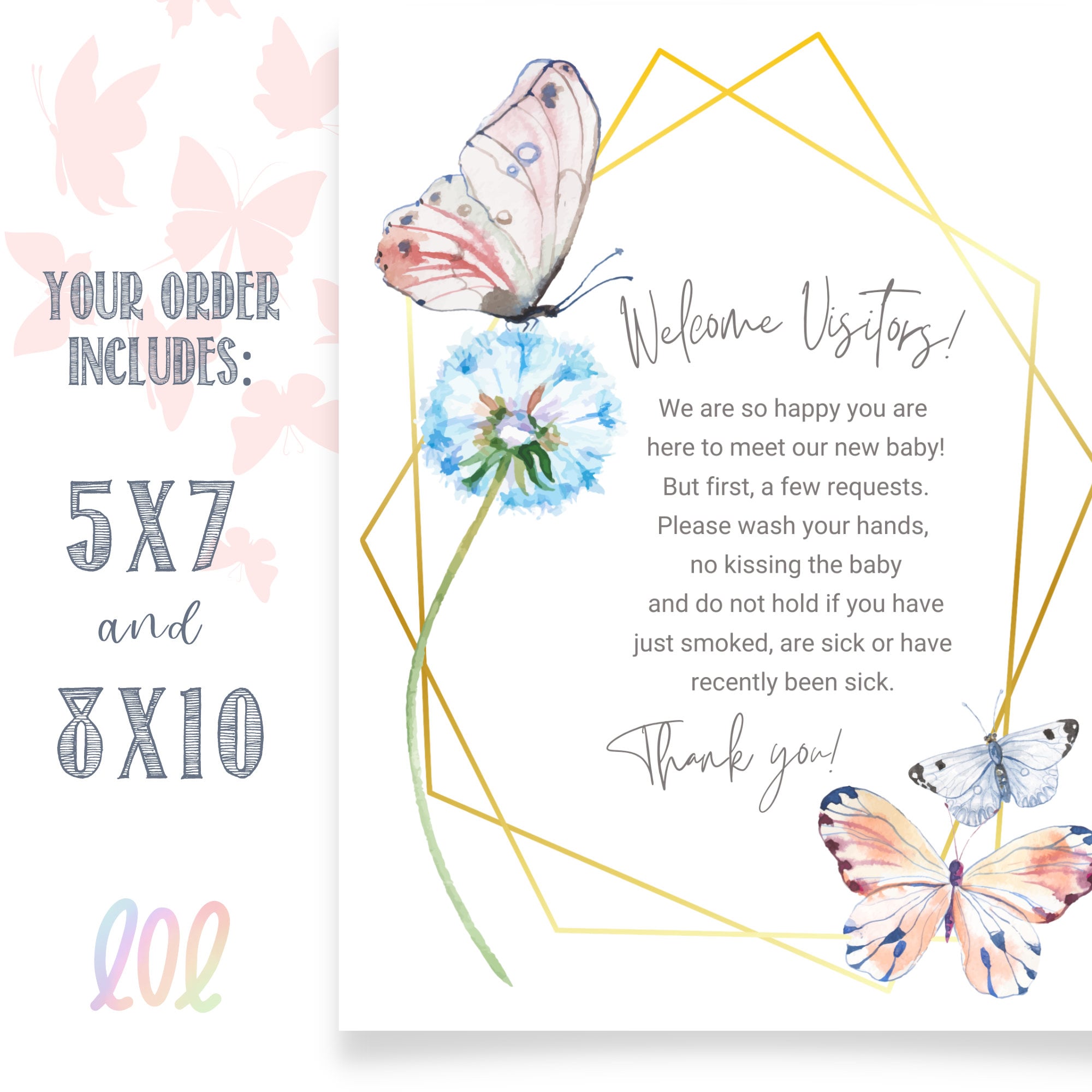 Guest Rules Sign for New Baby Visitor Gender Neutral Baby Rules Sign ...