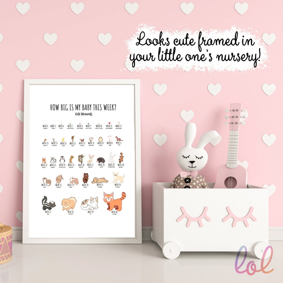 Baby Growth Chart Print - Baby Sizes by Week - Fetal Development Week ...