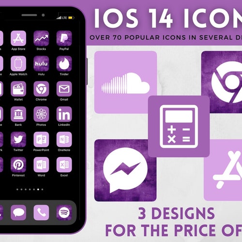 Ios Purple App Icons 230 Purple Minimal Ios 14 Modern Icon - Etsy