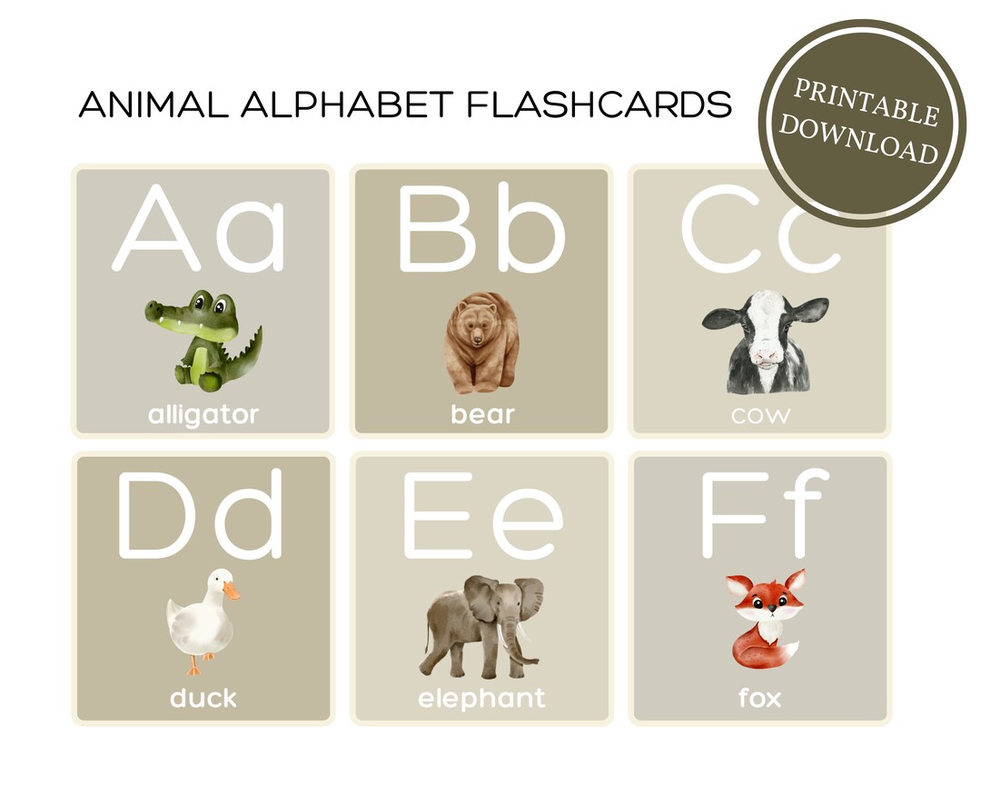 Animal Alphabet Flashcards | Abc's | Toddler Learning | A-Z | Preschool ...