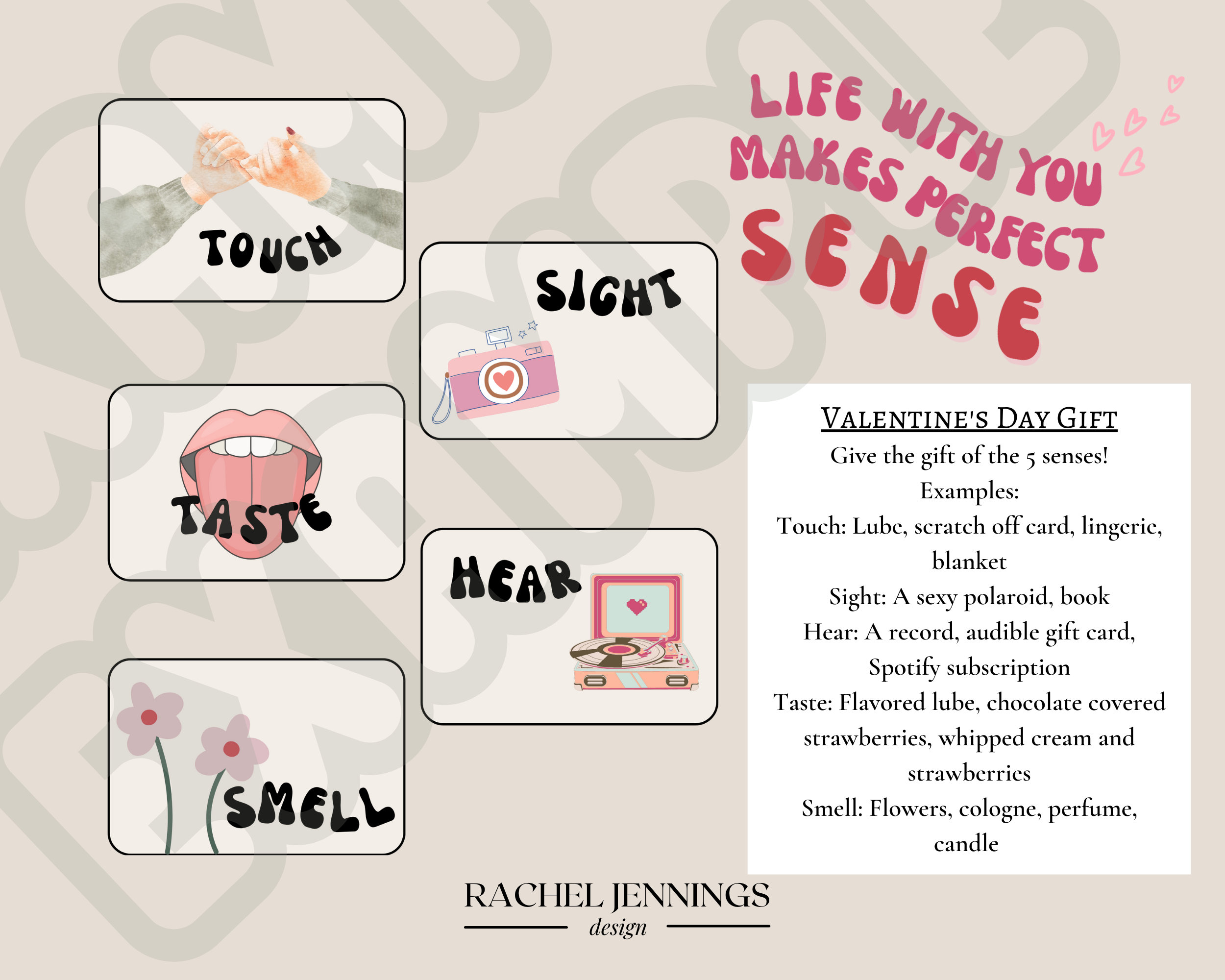 Life With You Makes Perfect Sense Printable Card and Gift Tags Valentine's Day, Birthday ...