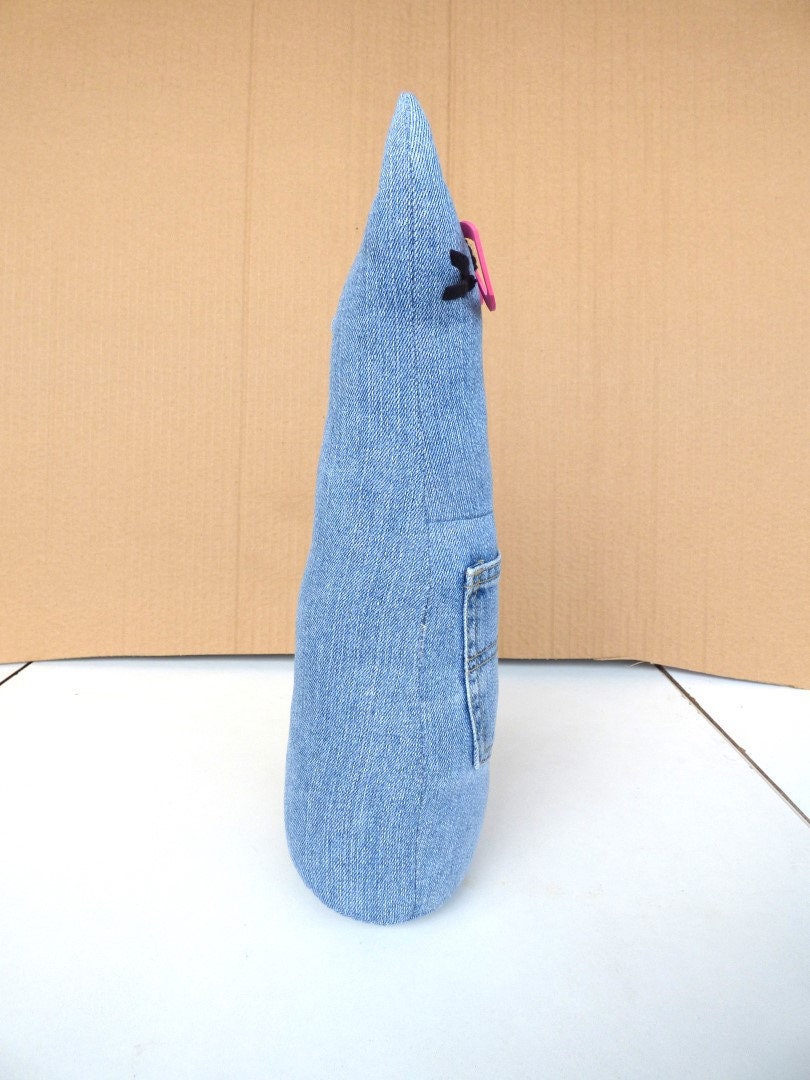 Big Nerdy Standing Cat Plushie, Made With Recycled Blue Jeans, Funny ...