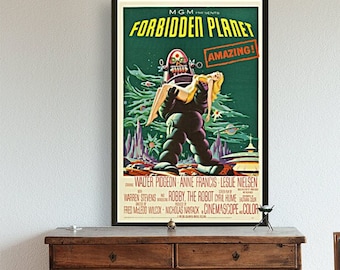 Vintage Science Fiction Movie Poster - Forbidden Planet - Retro Sci Fi ...