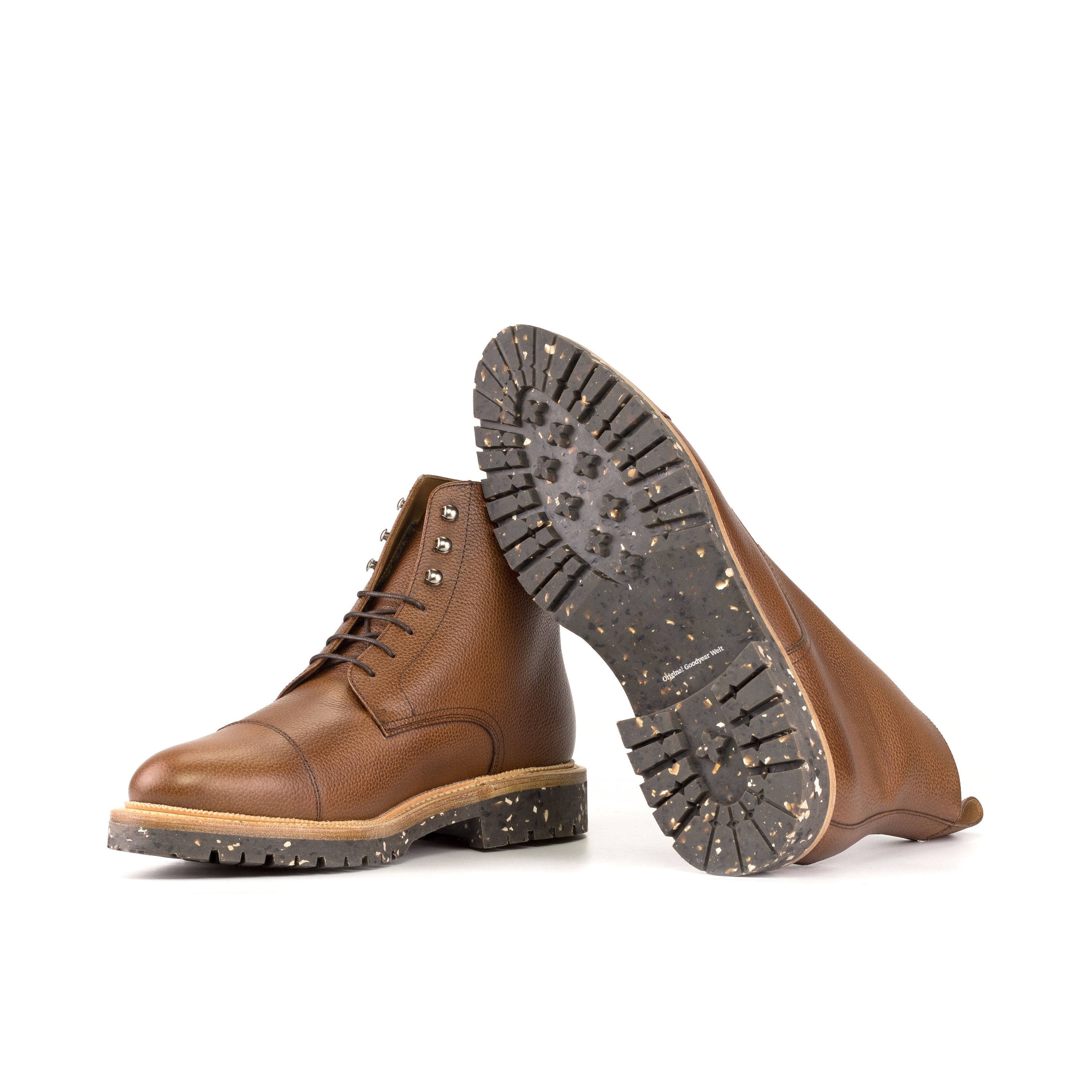 Handmade Luxury Brown Leather Combat Boots With Goodyear Welted ...