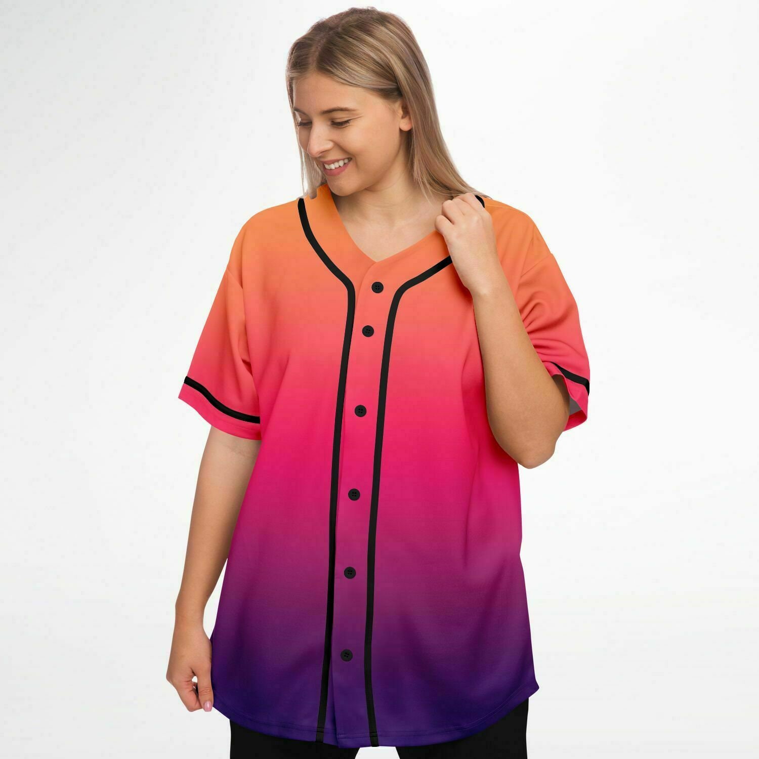 Baseball Jersey - Midnight Sunset, Ombre Retro Top, Retro Unisex ...