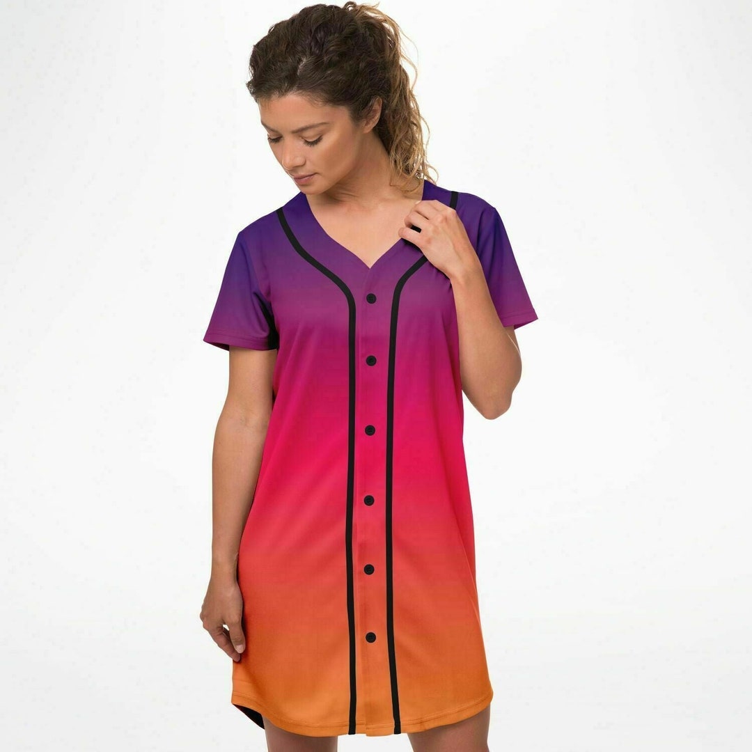 Vibrant Ombre Baseball Jersey Dress, Plus Size Available - From Violet ...