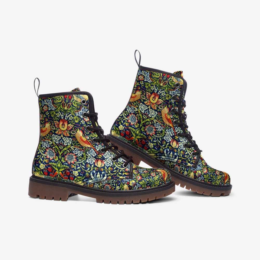 Y2K Vegan Leather Art Nouveau Combat Boots, William Morris the ...