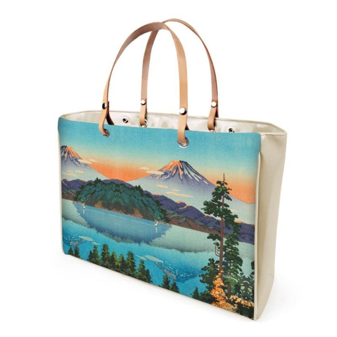 Retro Japanese Art Luxury Leather Handbag, Unique Handbag, Top Handle ...