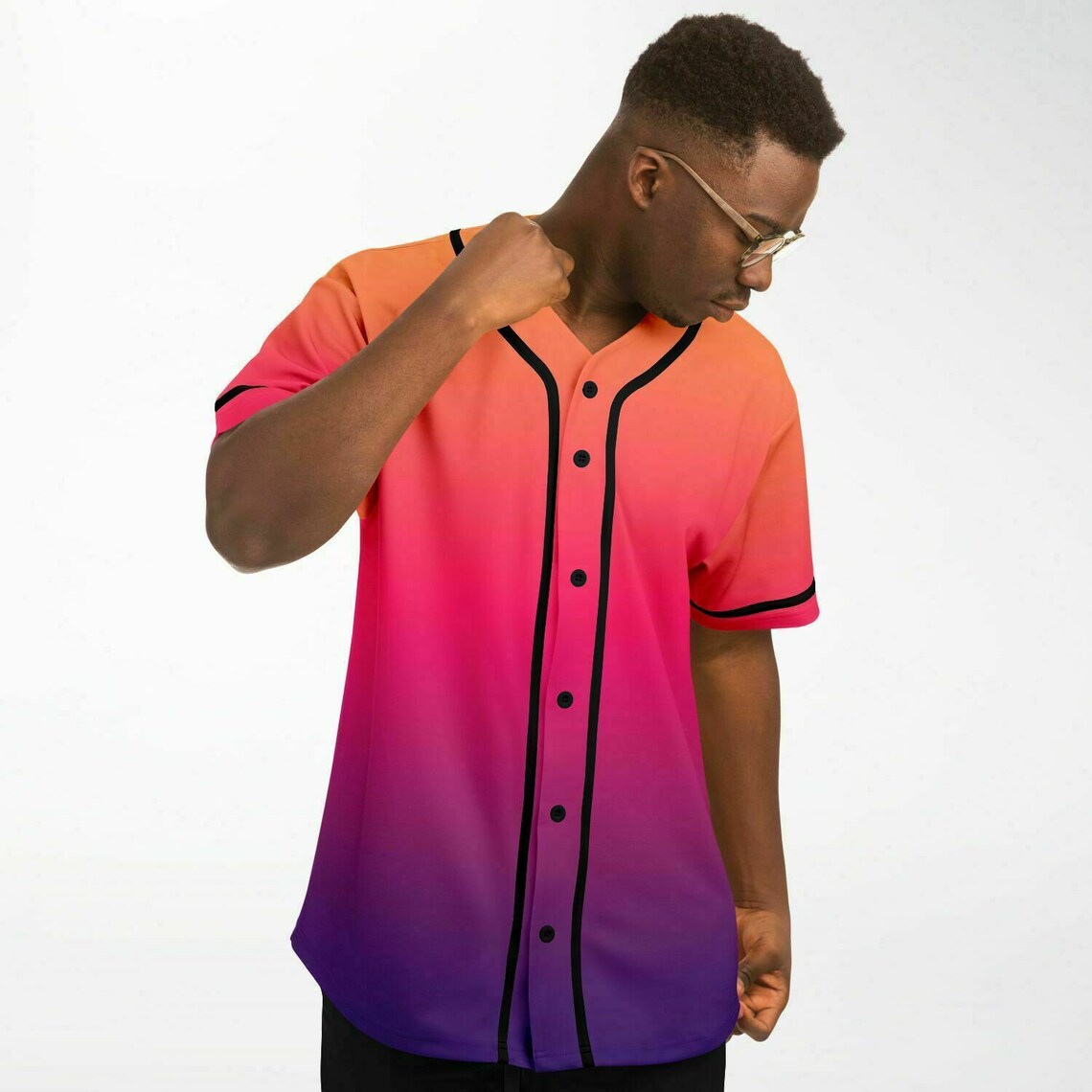 Baseball Jersey - Midnight Sunset, Ombre Retro Top, Retro Unisex ...