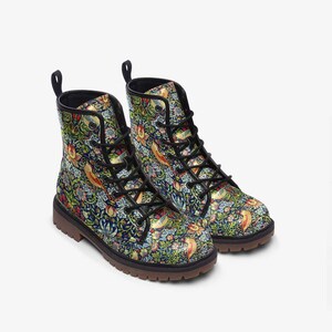 Y2K Vegan Leather Art Nouveau Combat Boots, William Morris the ...