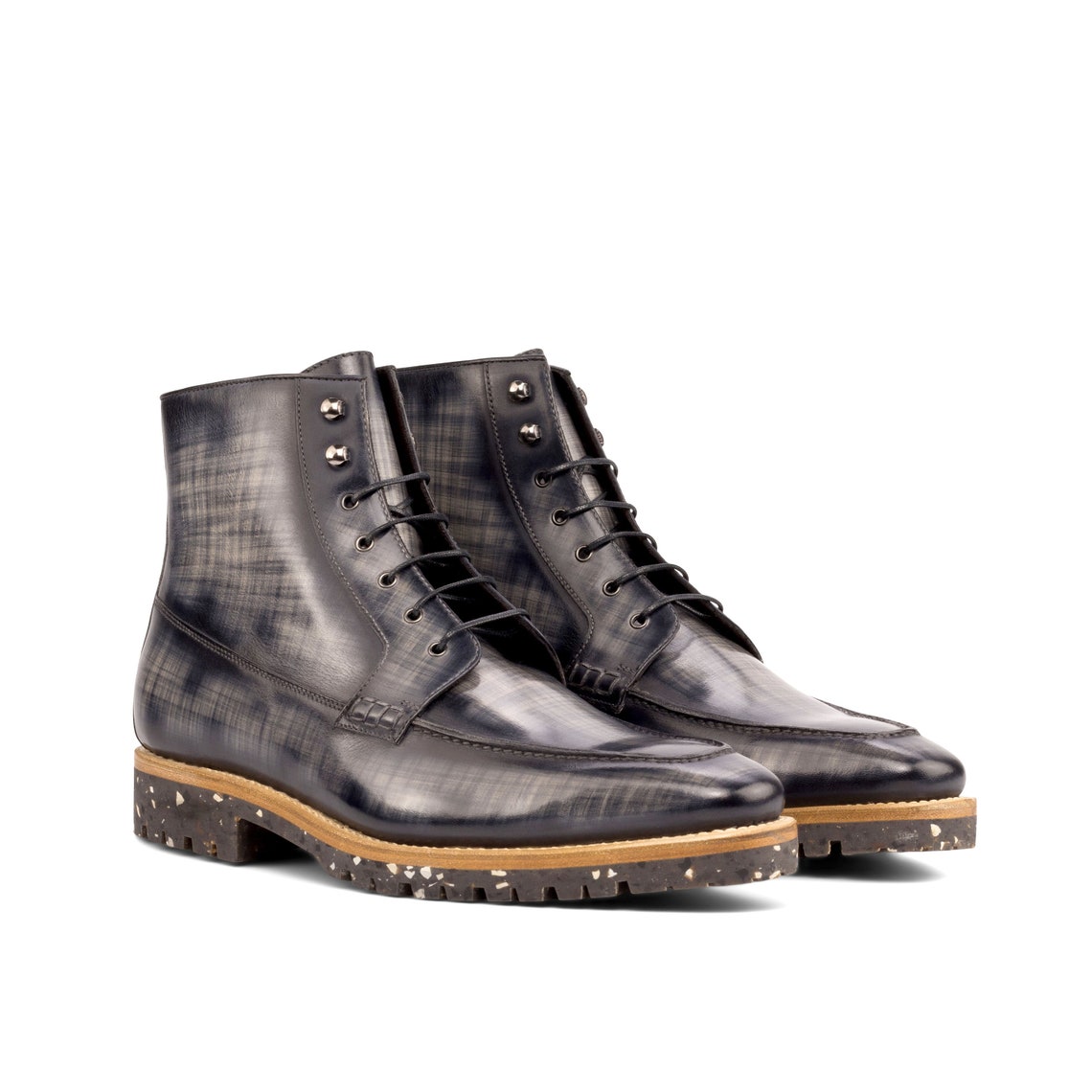Handmade Designer Moc Toe Boots, Goodyear Welt Boots, Ankle Boots ...