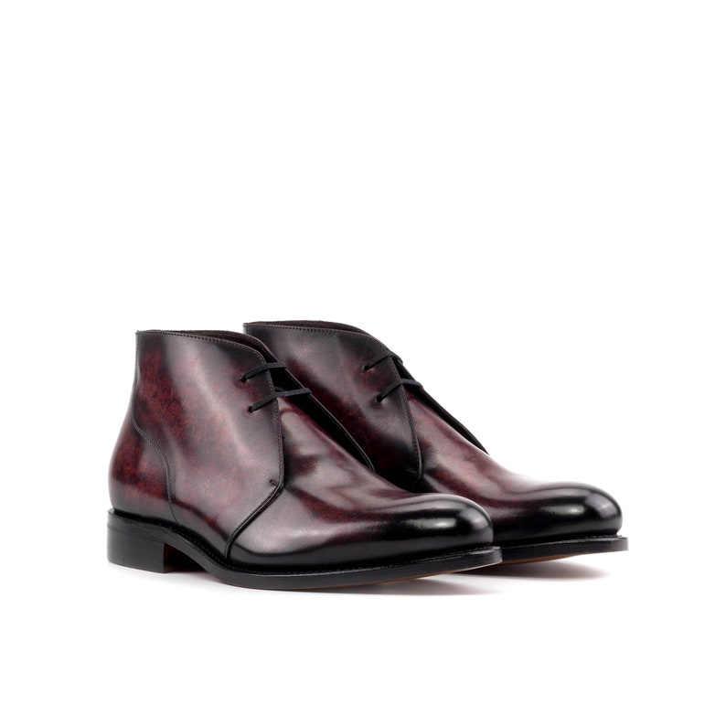 Burgundy Leather Patina Chukka Boots, Handmade Boots, Custom Leather ...