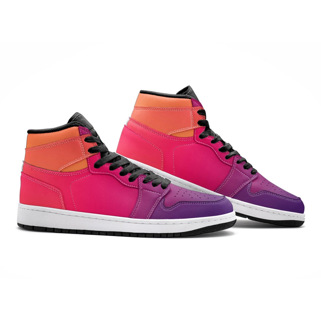 Vegan Leather Hi Tops Sunset Ombre, Retro Hi Tops for Men and Women - Etsy
