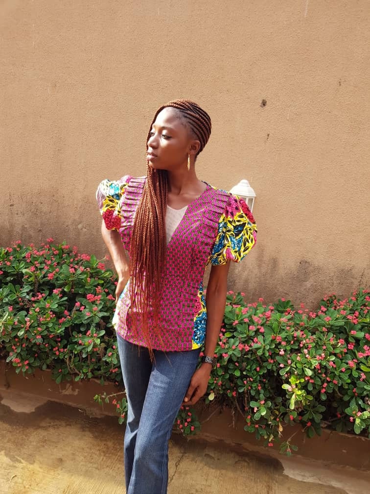 African Print Blouse With Belt; Ankara Blouse; Spring Blouse; Summer ...