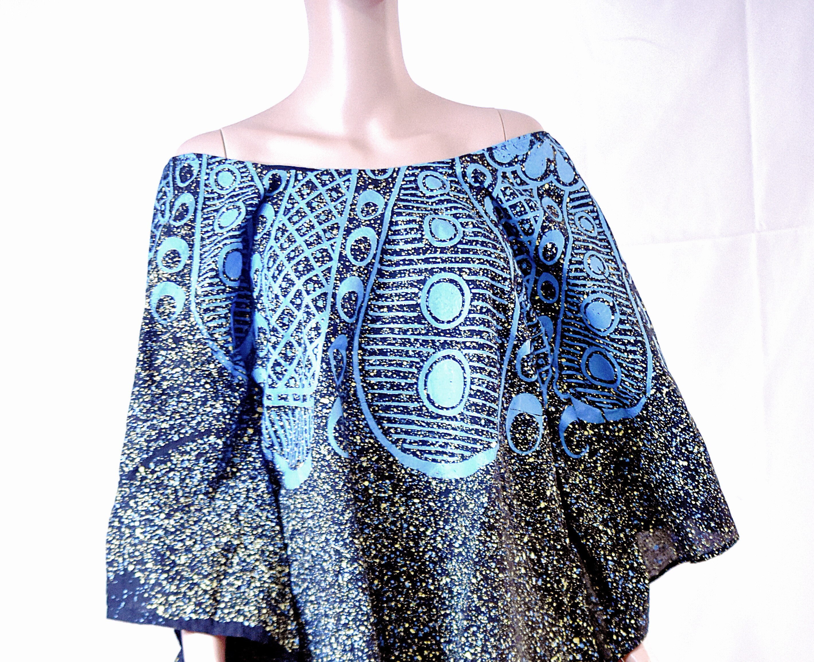 African ADIRE Hand Painted Kaftan Top and Leggings Set, Dashiki, Bubu ...
