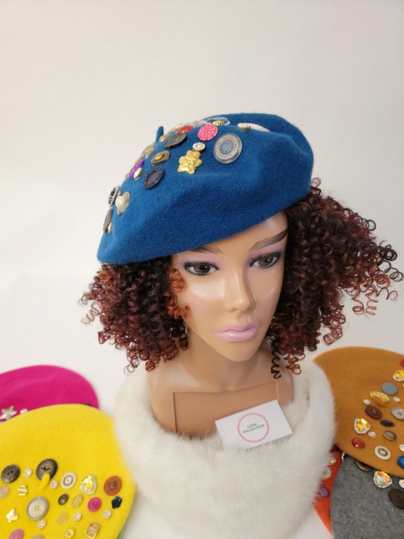 Studded Berets Embellished Berets Wool Berets Women Beret | Etsy