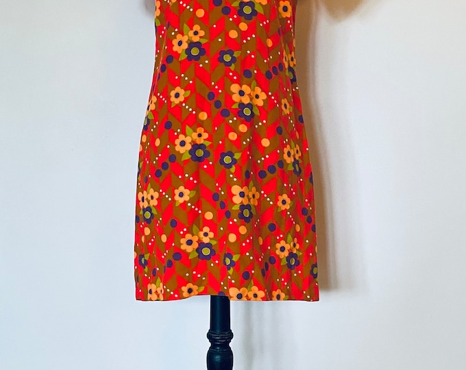 RESERVED for Sarah Vintage Mod Retro Flower Print Shift Paper Dress ...