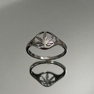 Marijuana Ring, Sterling Silver Men & Women's Ring, 3 Leaf Silver Band ...