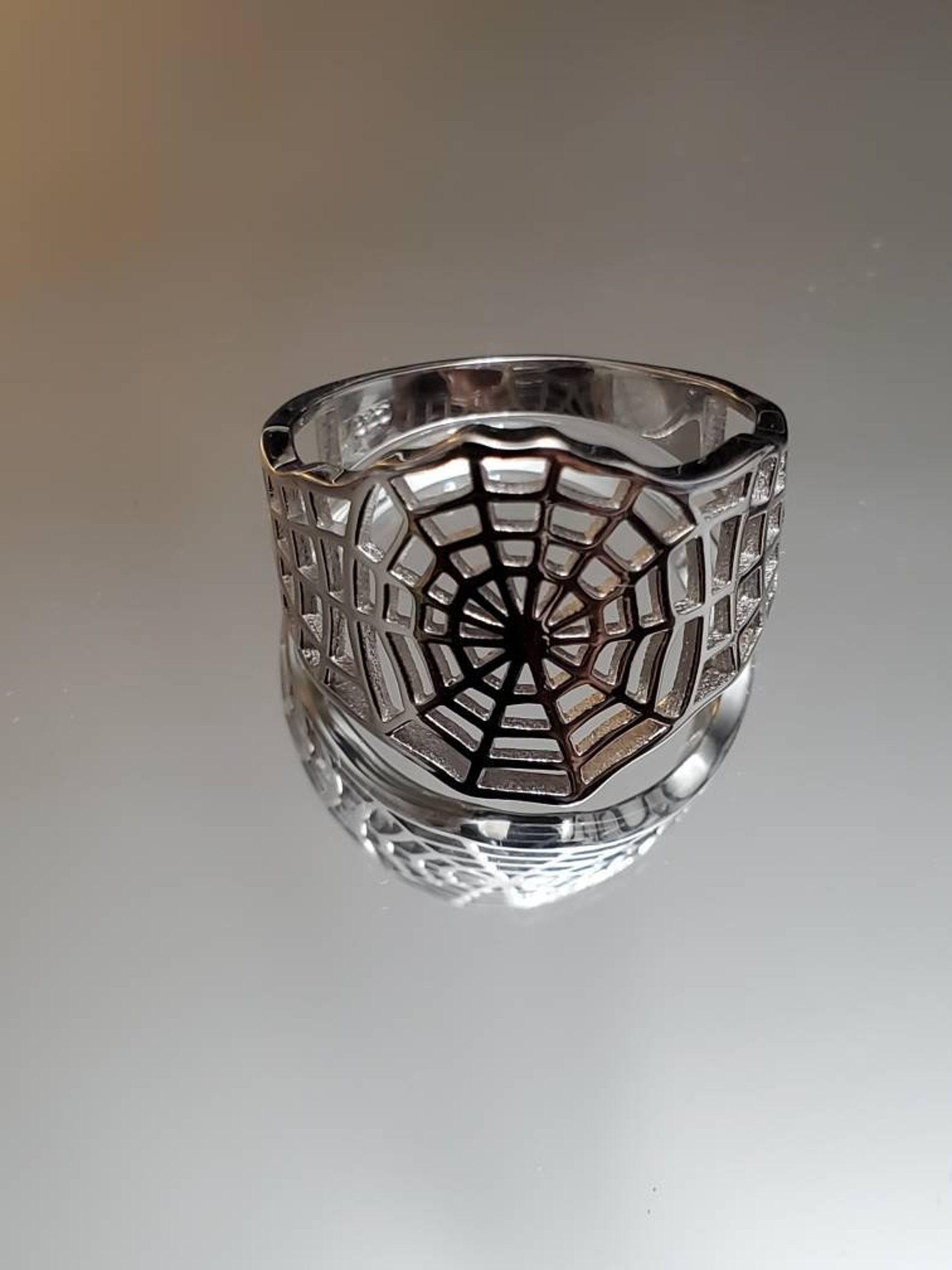 Web Men's Ring Sterling Silver Men's Ring Statement - Etsy