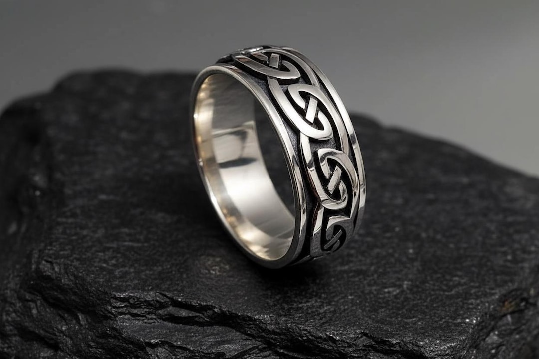Celtic Knot Sterling 925 Silver Spinner Unisex Ring - Irish Wedding ...