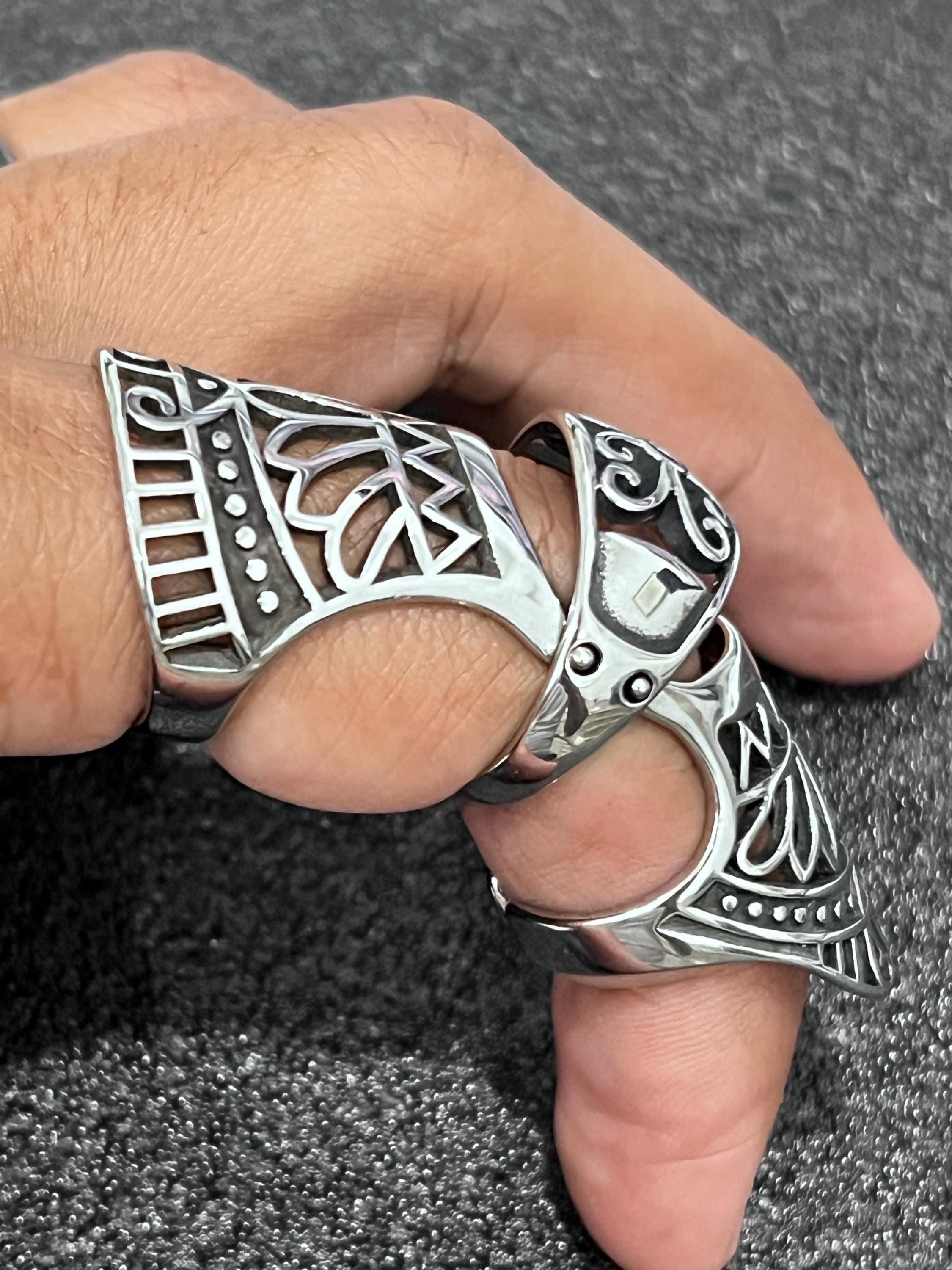 Stainless Steel Full Finger Ring: Bold Armor, Modern Warrior Style - Etsy