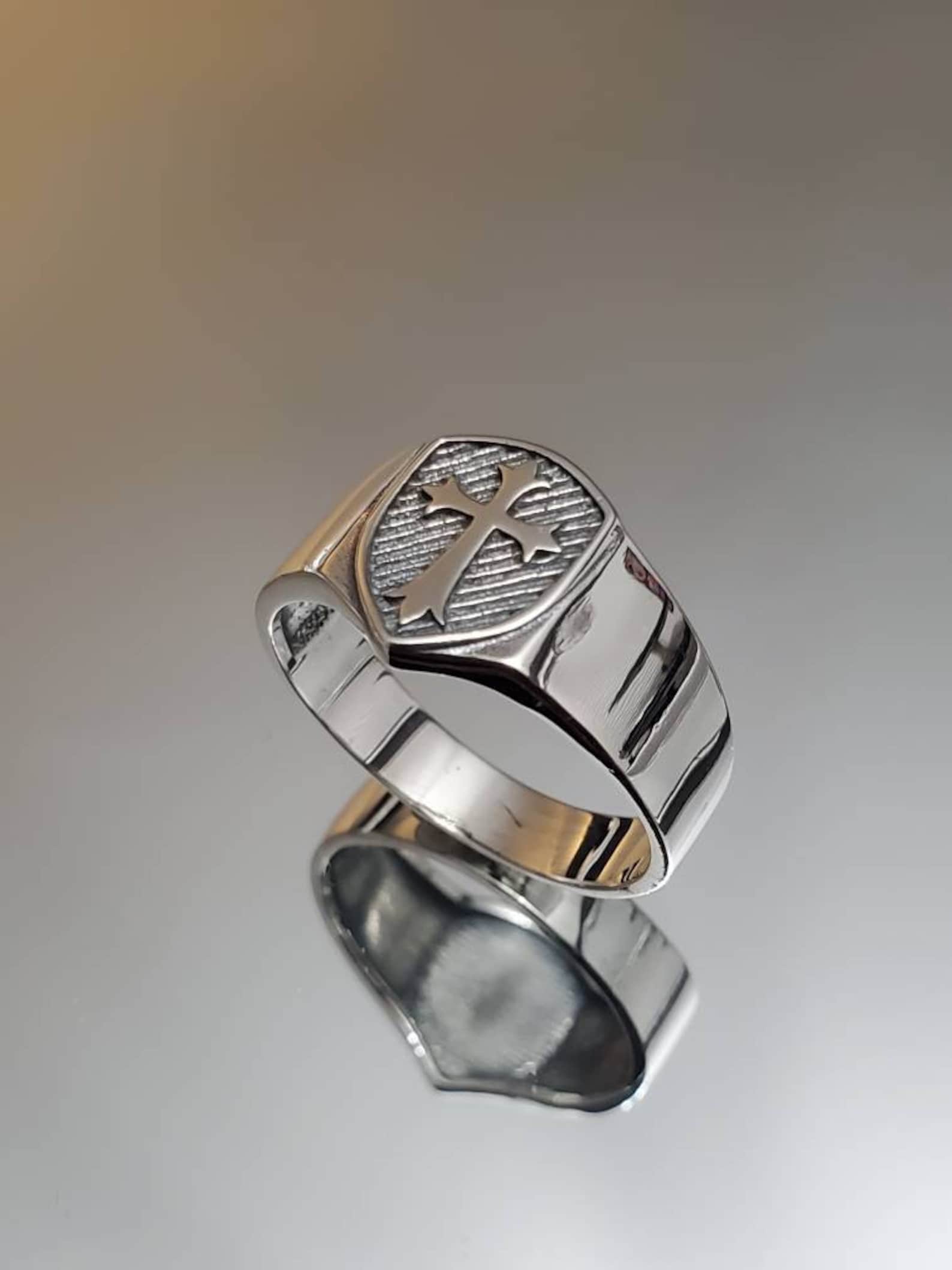 Cross Ring Men's Sterling Silver Ring Medieval Ring | Etsy