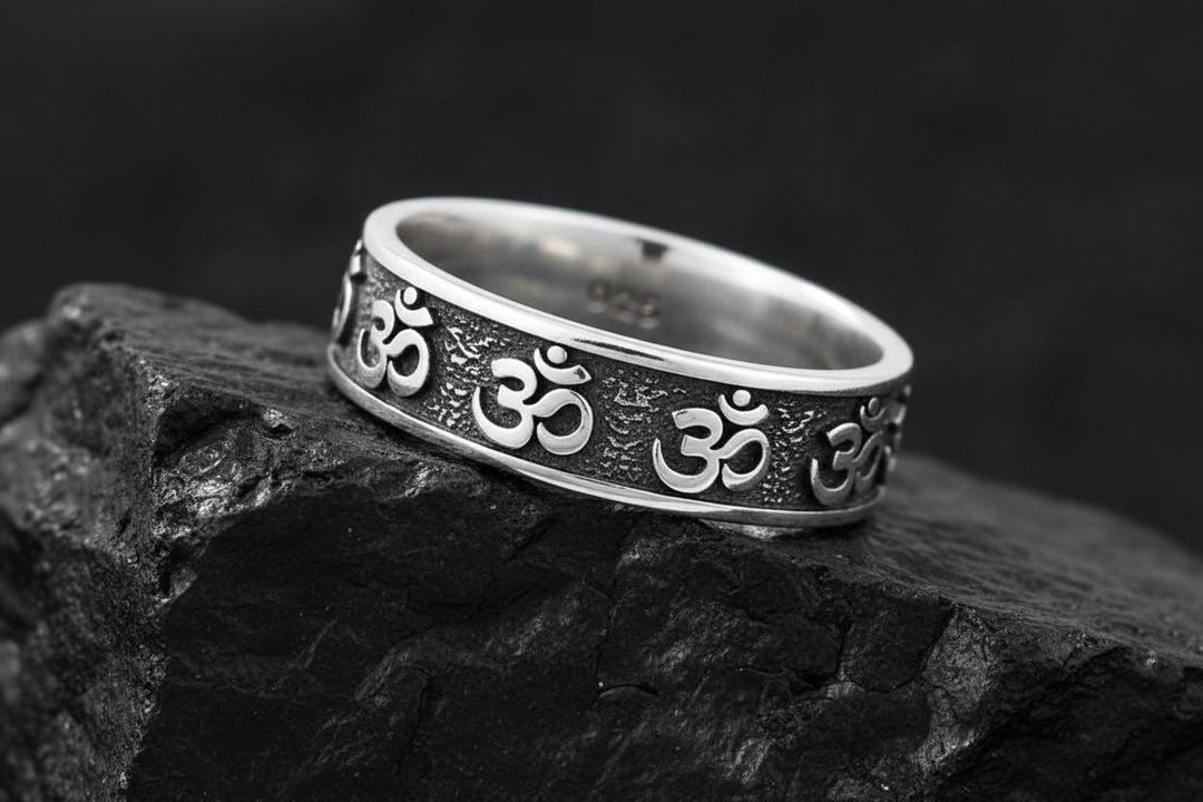OM Symbol Ring – 925 Sterling Silver | 6.2mm Sacred Men’s Band ...