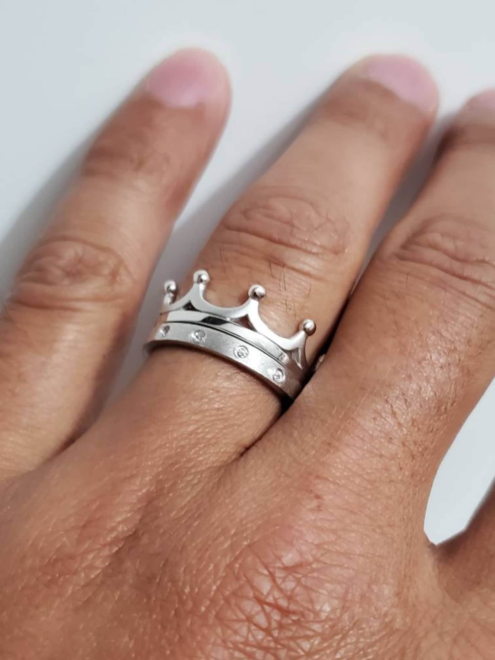 Crown Ring Sterling Silver Ring Unisex Ring 2 Double Crown | Etsy