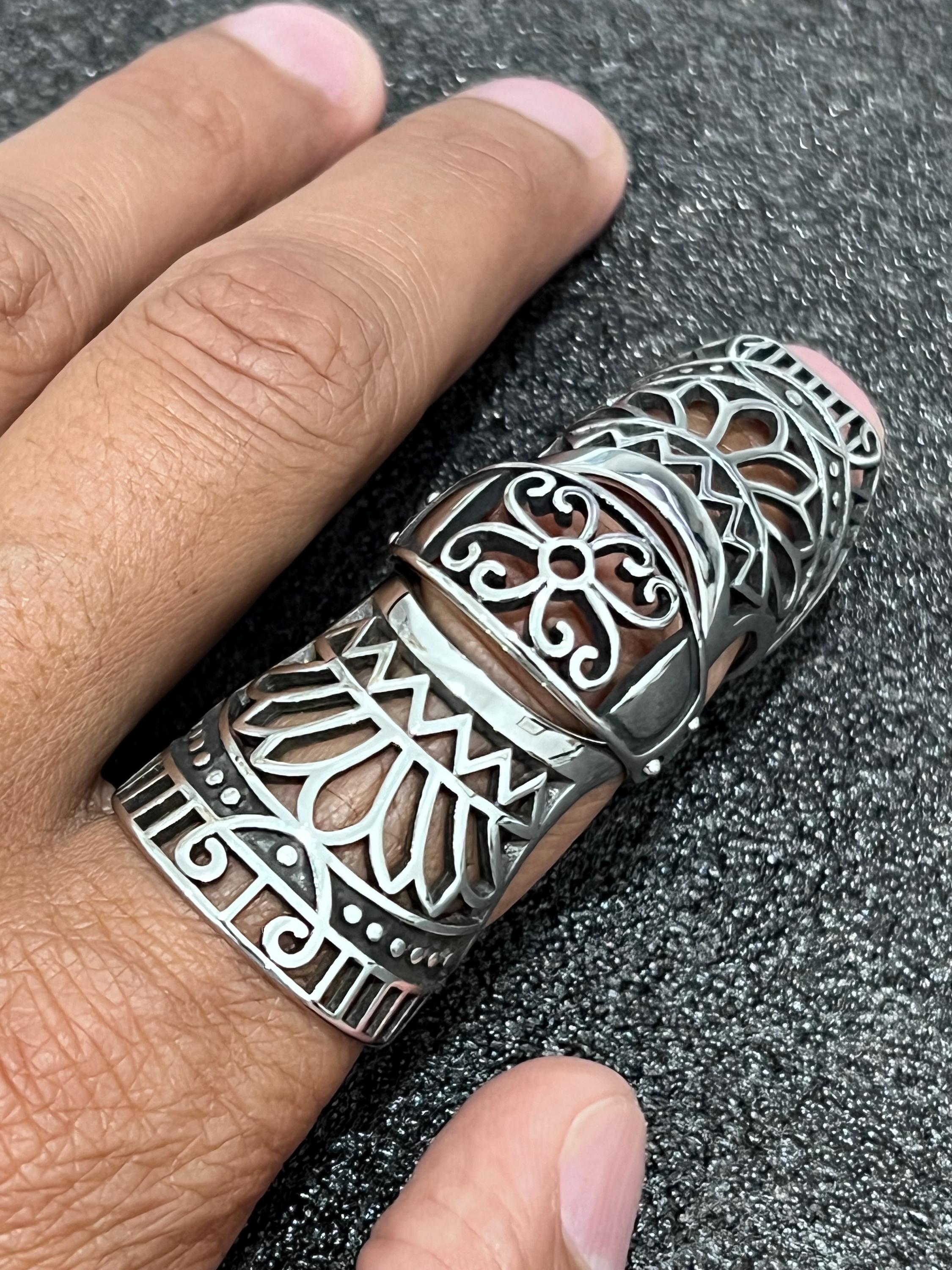 Stainless Steel Full Finger Ring: Bold Armor, Modern Warrior Style - Etsy