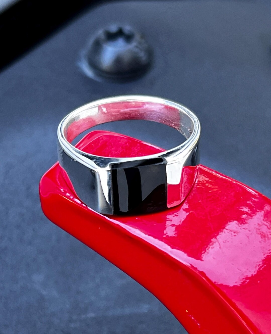 Square Onyx Masculine Ring, Sterling Silver Men's Ring, Silver Onyx ...