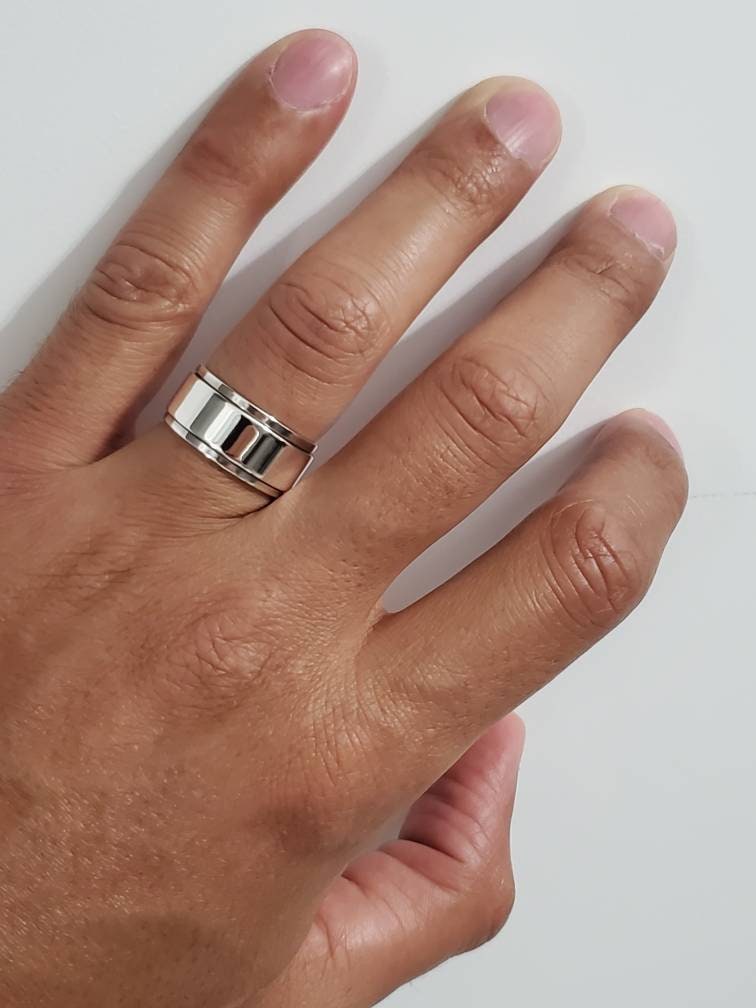 Thick Plain Spinner Band Sterling Silver 925 Men's Ring - Etsy